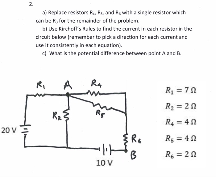 Solved 2. a) Replace resistors R4, Rs, and R6 with a single | Chegg.com
