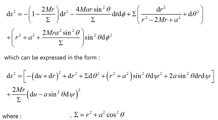 Solved Kerr metric with mostly positive convention can be | Chegg.com