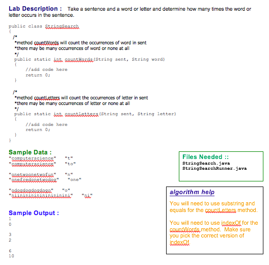 Solved Lab Description Take a sentence and a word or letter | Chegg.com