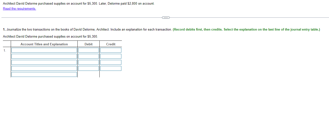 Solved Architect David Delorme purchased supplies on account | Chegg.com
