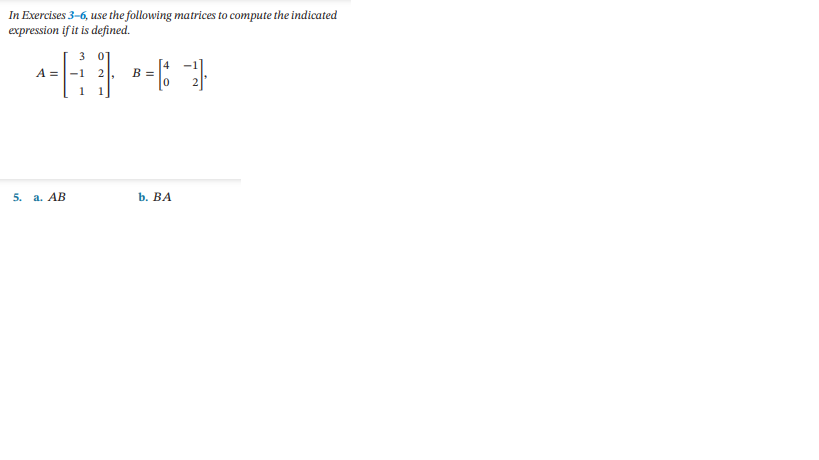 Solved In Exercises 3-6, use the following matrices to | Chegg.com