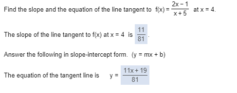 Solved Find the slope and the equation of the line tangent | Chegg.com