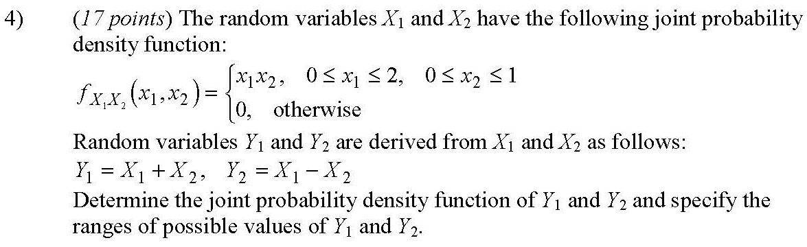 Solved (17 points) The random variables X1 and X2 have the | Chegg.com