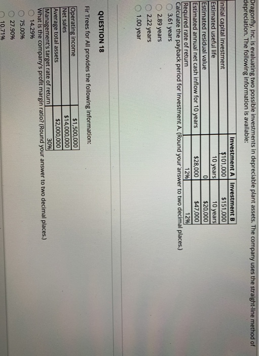 Solved Dragonfly, Inc. is evaluating two possible | Chegg.com