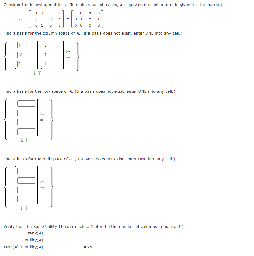 Solved Consider the following matrices. (To make your job | Chegg.com