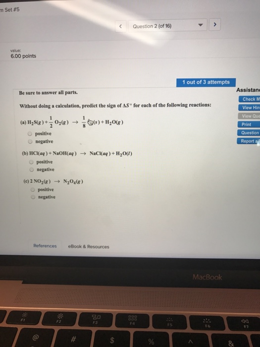 Solved Without doing a calculation, predict the sign of | Chegg.com