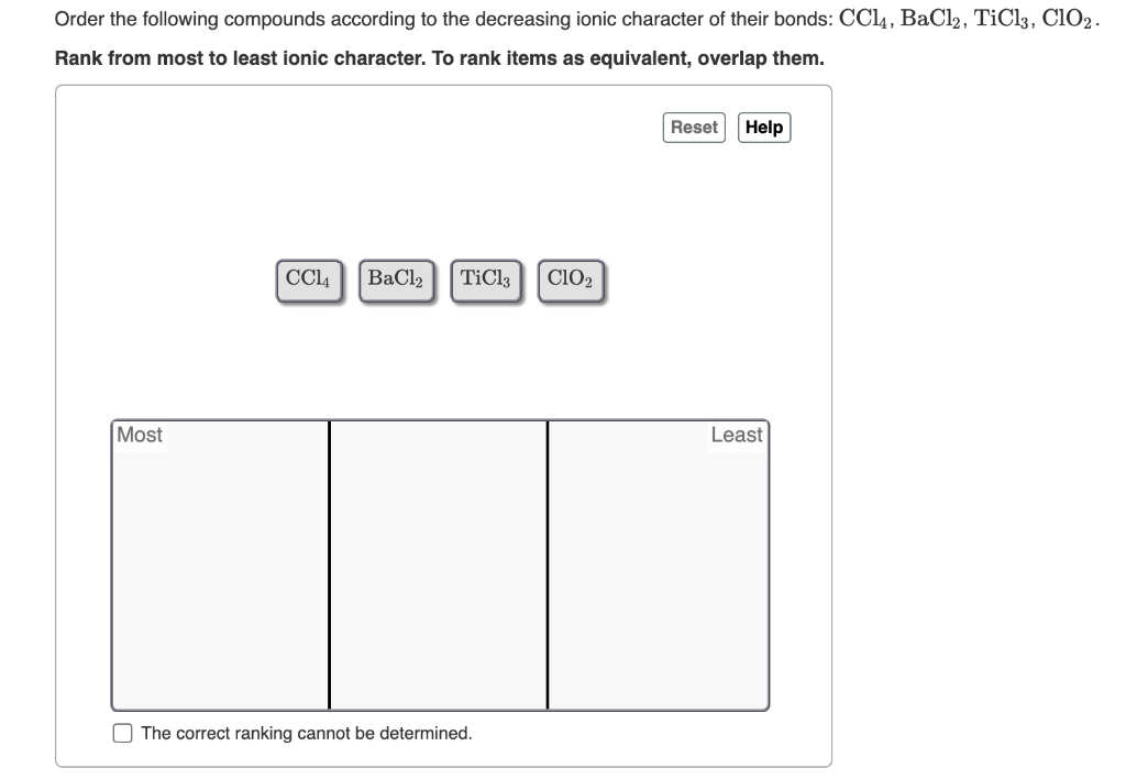 Solved Order the following compounds according to the | Chegg.com