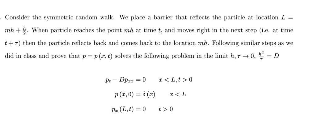 . Consider the symmetric random walk. We place a | Chegg.com