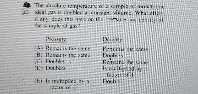 Solved a The absolute temperature of a sample of monatomic | Chegg.com