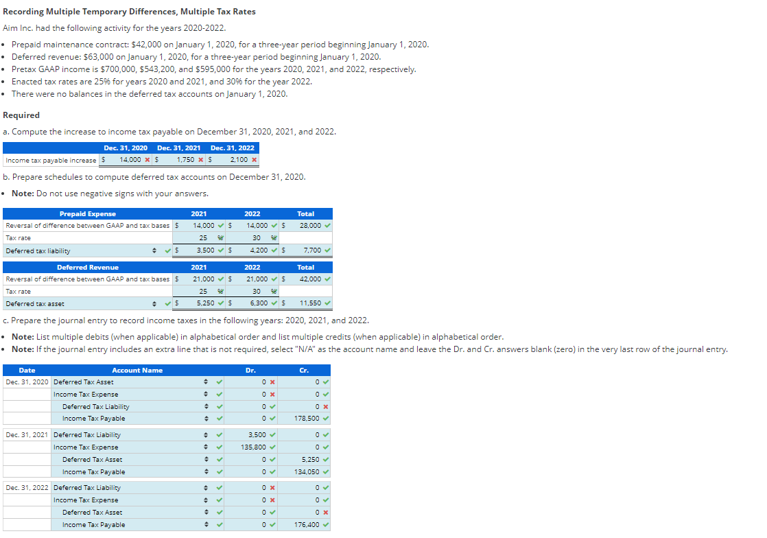 Solved Recording Multiple Temporary Differences, Multiple | Chegg.com