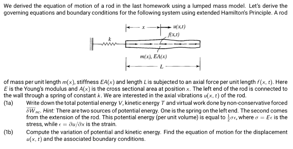 We derived the equation of motion of a rod in the | Chegg.com