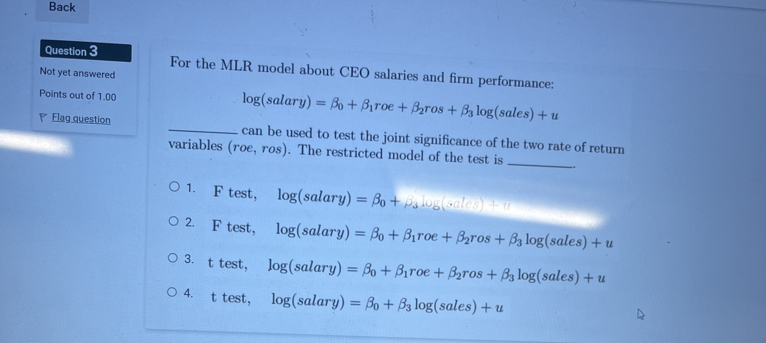 Solved For the MLR model about CEO salaries and firm | Chegg.com