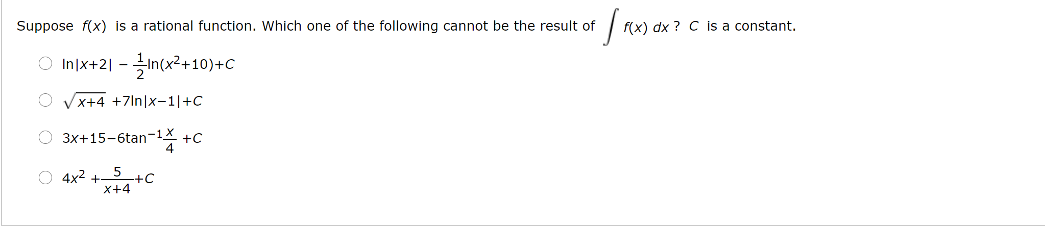 Solved Suppose f(x) is a rational function. Which one of the | Chegg.com