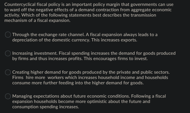 Solved Countercyclical fiscal policy is an important policy | Chegg.com