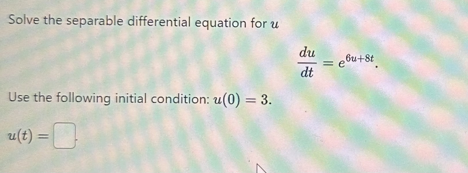 Solved Resolver la ecuación diferencial separable | Chegg.com