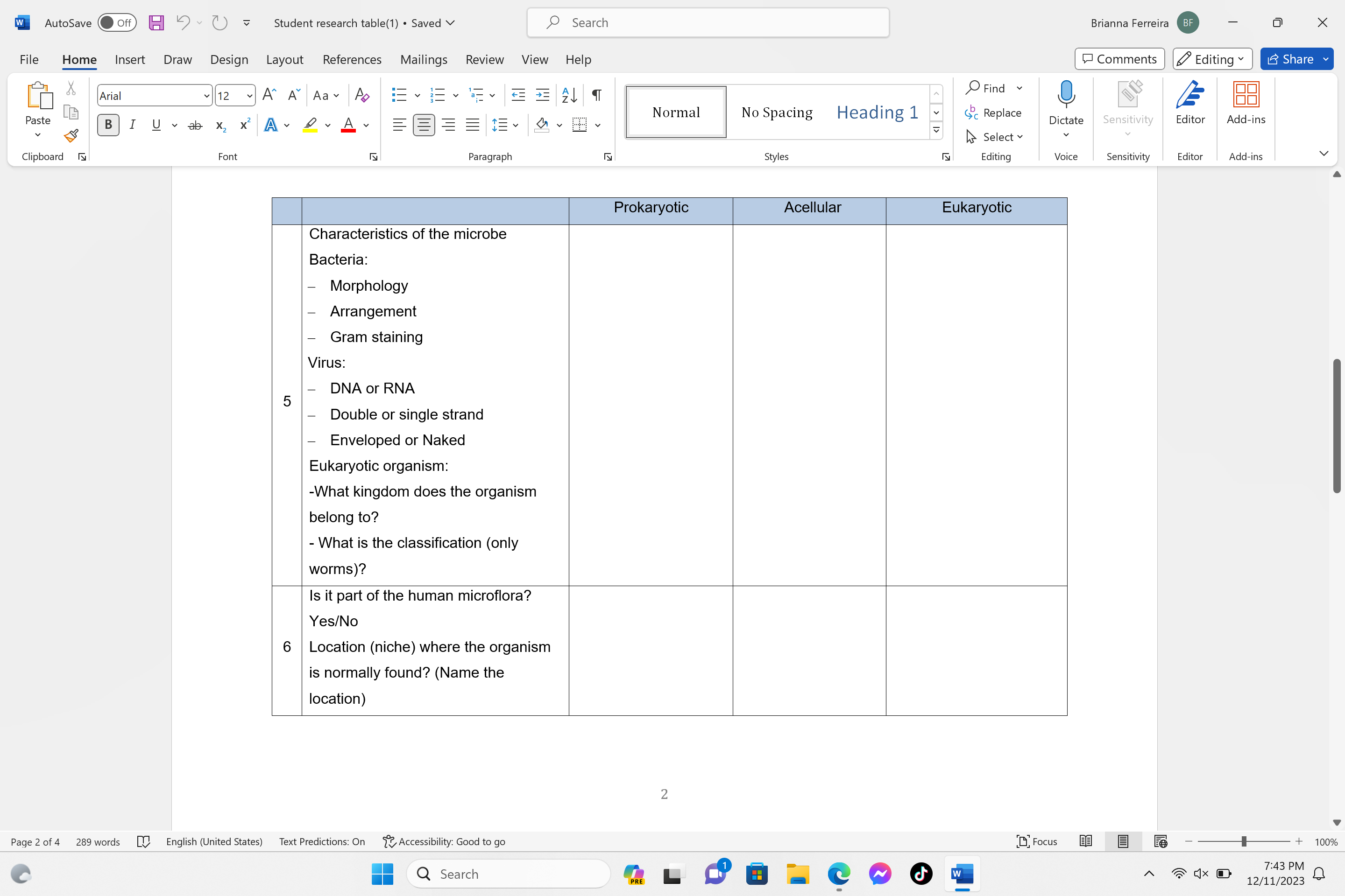 AutoSave Off κ ↻vˉ Student research table(1) ⋅ Saved | Chegg.com