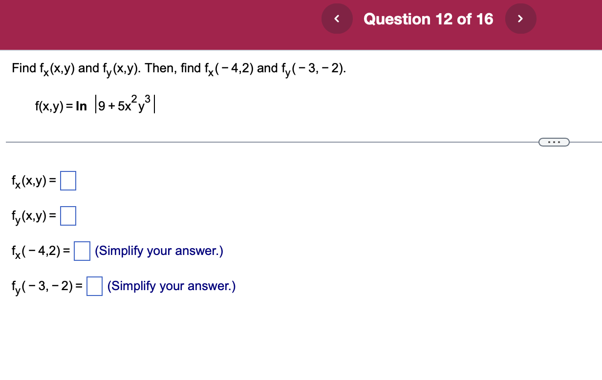 Solved Find Fx X Y And Fy X Y Then Find Fx −4 2 And