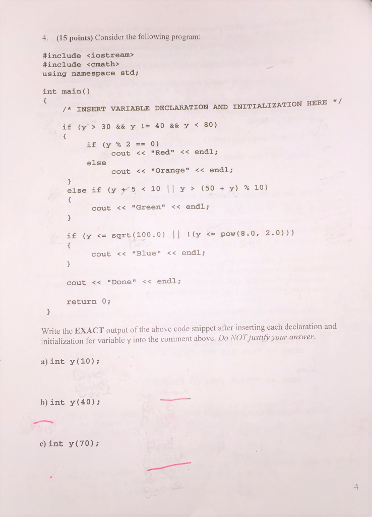 Solved (15 points) Consider the following program: 4 | Chegg.com