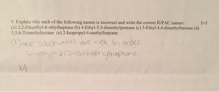 Solved 9. Explain why each of the following names is | Chegg.com