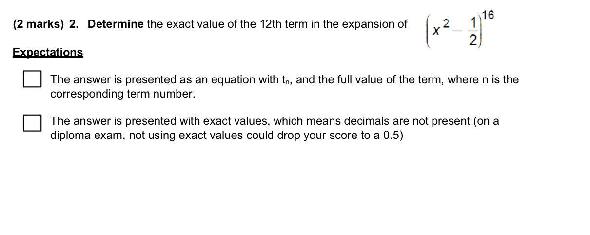 Solved (2 ﻿marks) 2. ﻿Determine the exact value of the 12th | Chegg.com