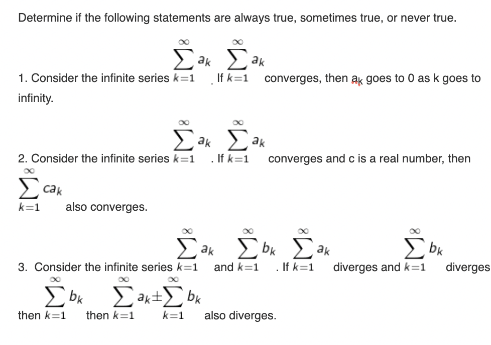 Solved Determine if the following statements are always | Chegg.com