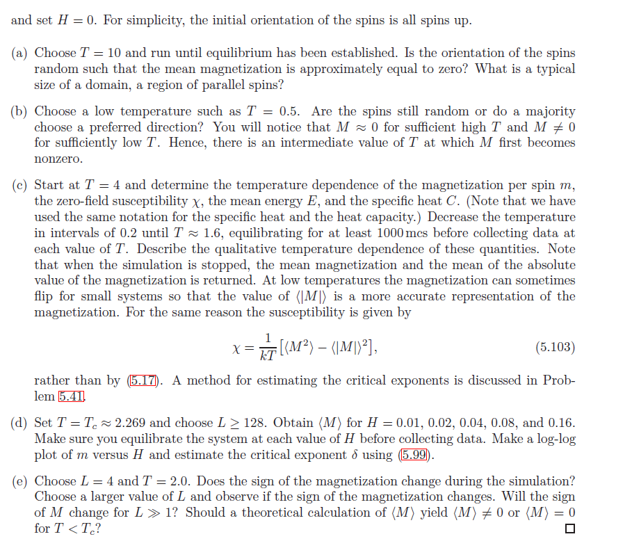 Problem 5.13. Simulation of the two-dimensional Ising | Chegg.com