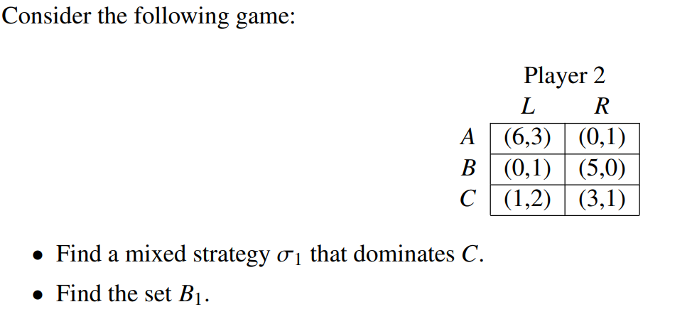 Solved Consider the following game: - Find a mixed strategy | Chegg.com