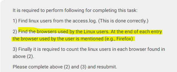 From the log file access.log, find out which browsers | Chegg.com