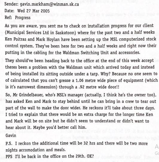 Solved Sender: gavin.markham@winman.sk.ca Date: Wed 27 Mar | Chegg.com