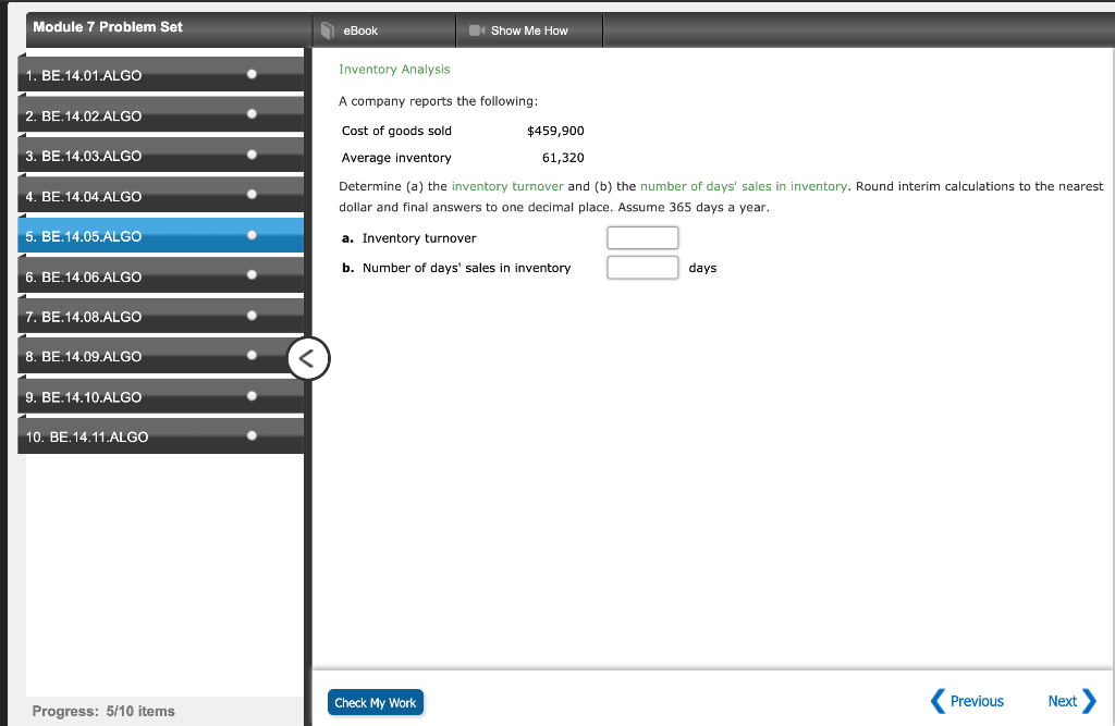 Solved Module 7 Problem Set eBook Show Me How 1. | Chegg.com