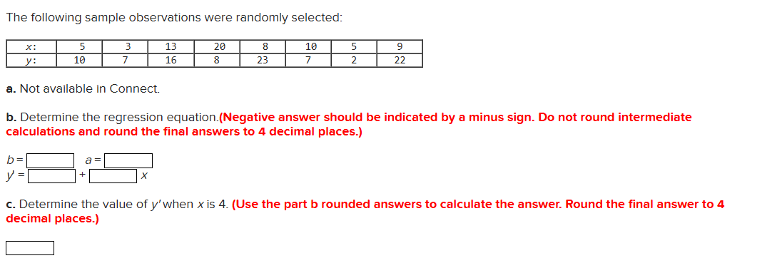 Solved The following sample observations were randomly | Chegg.com