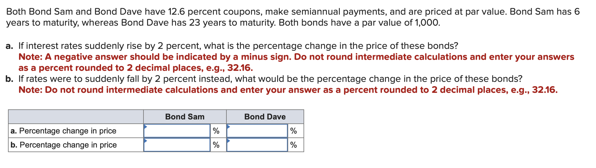 Solved Both Bond Sam and Bond Dave have 12.6 percent | Chegg.com