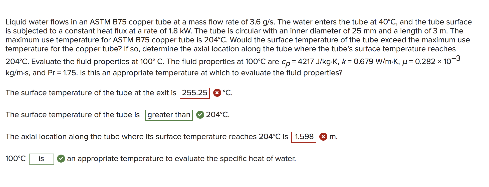 Solved Liquid water flows in an ASTM B75 copper tube at a | Chegg.com