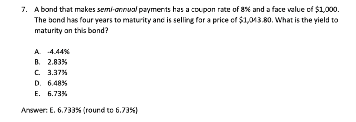 Solved Solve: A bond that makes semi-annual payments has a | Chegg.com