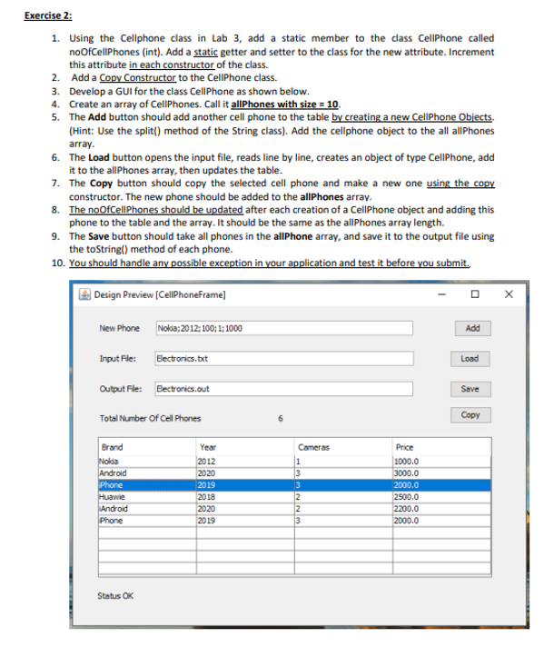 Solved Exercise 2: 1. Using the Cellphone class in Lab 3, | Chegg.com