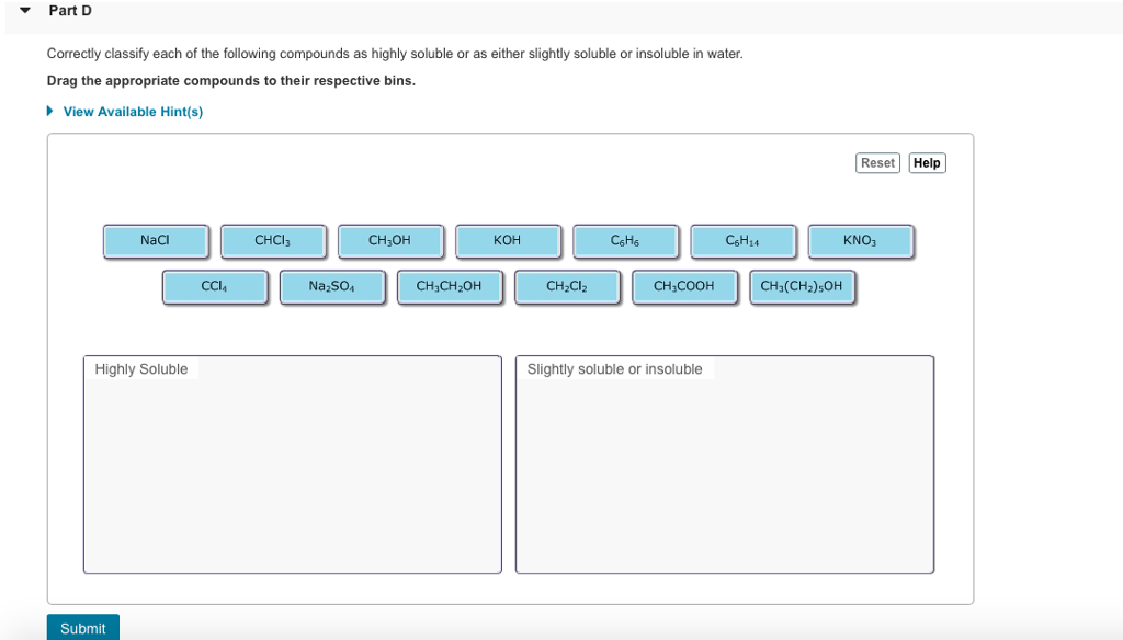 Solved Part D Correctly classify each of the following | Chegg.com