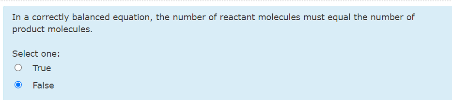 Solved In a correctly balanced equation, the number of | Chegg.com