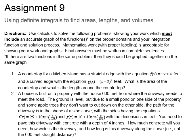 Solved Assignment 9 Using definite integrals to find areas, | Chegg.com
