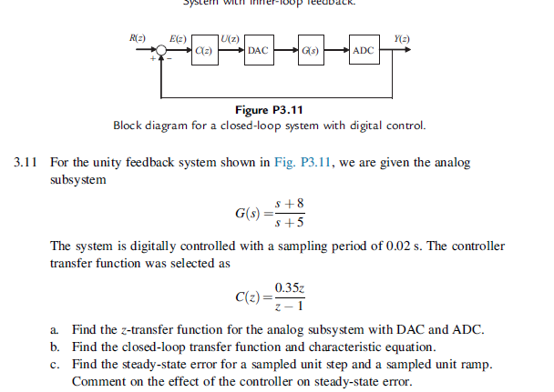 Solved Figure P3.11 Block diagram for a closed-loop system | Chegg.com