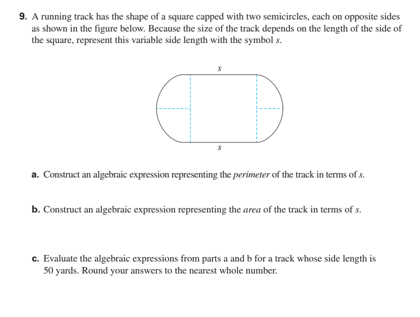 Solved 9. A running track has the shape of a square capped | Chegg.com