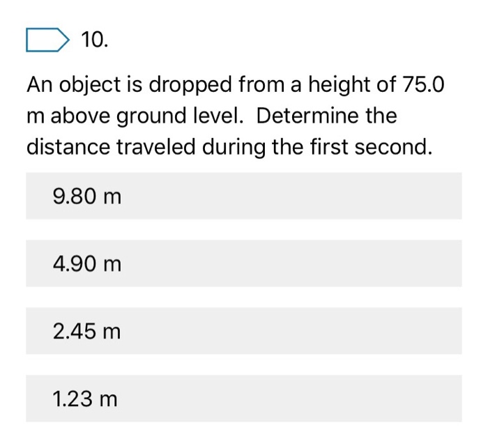 Solved An Object Is Dropped From A Height Of 75 0 M Above