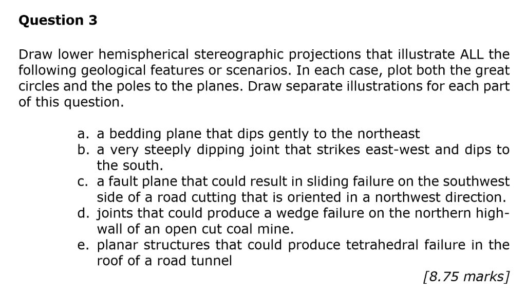 Solved Question 3 Draw lower hemispherical stereographic | Chegg.com