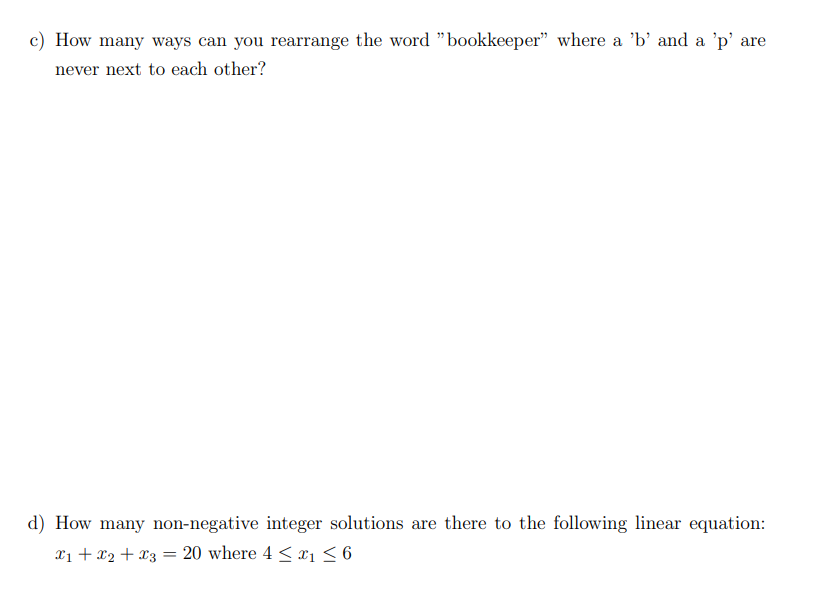 Solved 1 Counting Please show your work for all problems and | Chegg.com