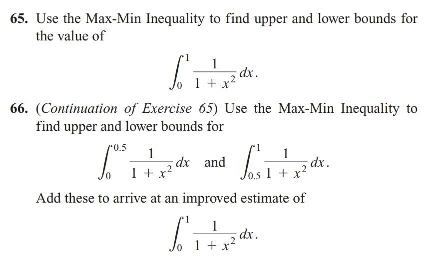 Solved 65. Use the Max-Min Inequality to find upper and | Chegg.com