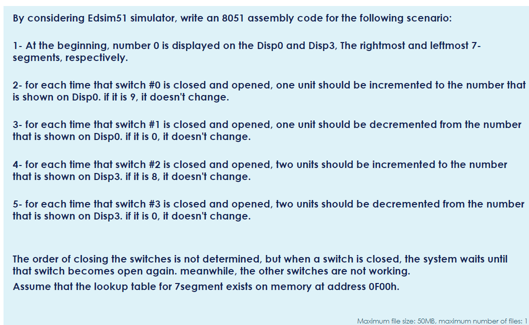Solved By considering Edsim51 simulator, write an 8051 | Chegg.com