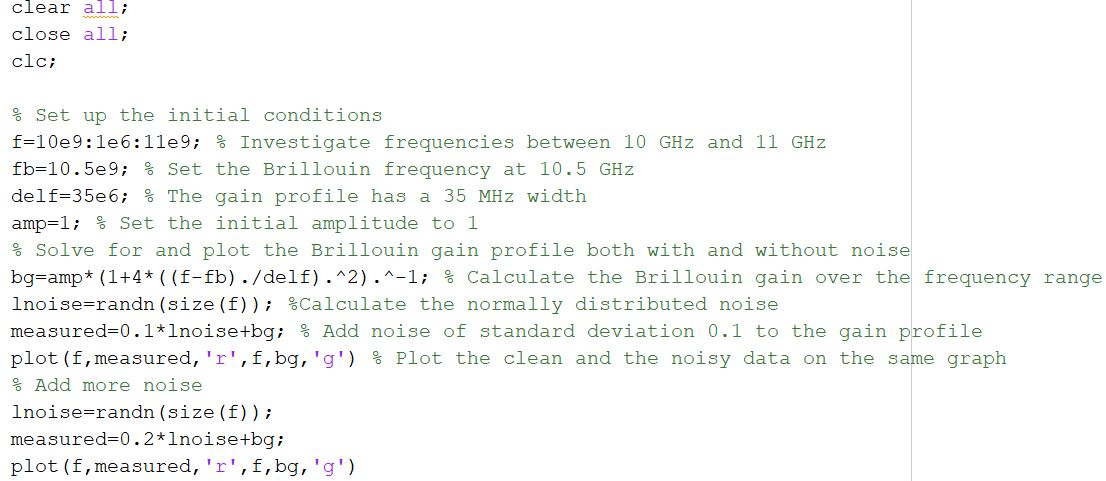 The following MATLAB® code will produce the noisy | Chegg.com