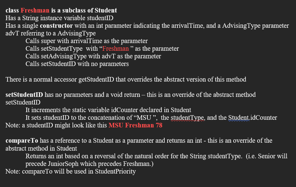 Solved class Senior is a subclass of Student Has a String | Chegg.com