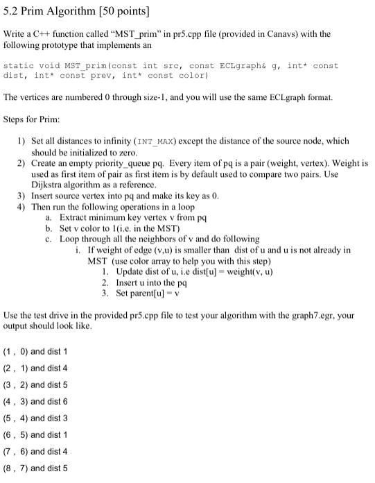 Solved 5.1 SSSP Algorithms (50 points) Write a C++ function | Chegg.com