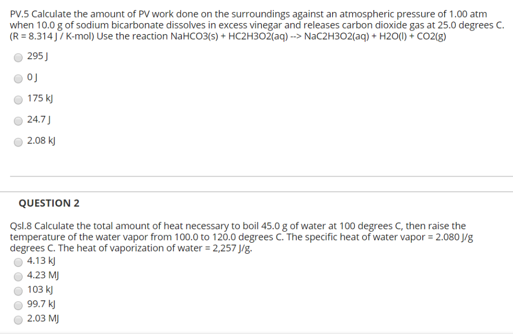 Solved PV.5 Calculate the amount of PV work done on the | Chegg.com