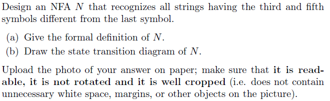 Solved Design an NFA N that recognizes all strings having | Chegg.com